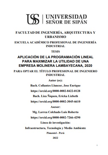 Aplicación de la programación lineal para maximizar la utilidad de una ... Aplicación de la programación lineal para maximizar la utilidad de una ...